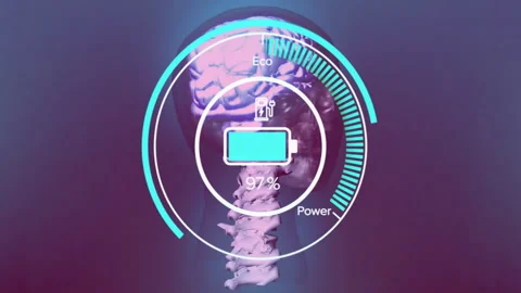 Charging battery animation over human br... | Stock Video | Pond5