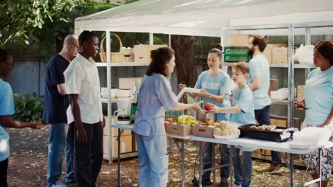 Charity Food Drive Feeds Homeless People | Stock Video | Pond5