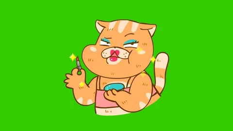 Charming Animated Fat Cat Applying Makeu... | Stock Video | Pond5