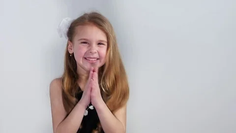 Charming girl jumping, clapping hands an... | Stock Video | Pond5