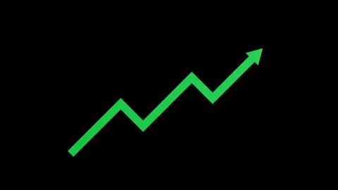 Chart graph arrow going up on green, whi... | Stock Video | Pond5