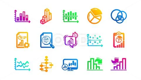 Charts and graphs icons. Infochart, Block diagram and Algorithm ...