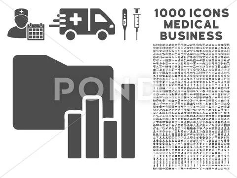Charts Folder Icon with 1000 Medical Business Pictograms Illustration ...