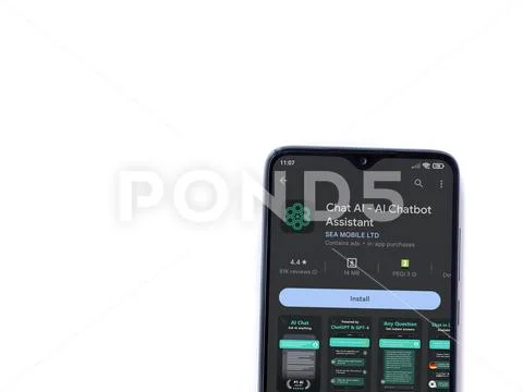 Chat AI app play store page on smartphone on white background Stock ...