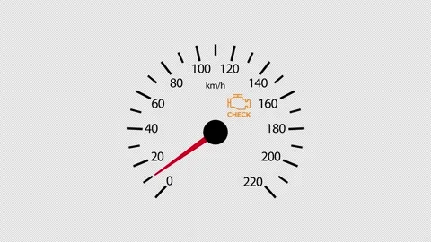 Check Engine Warning on Speedometer Dash... | Stock Video | Pond5