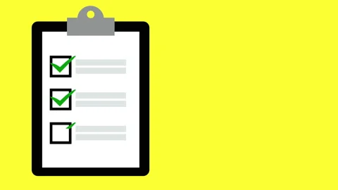 Check list animation on clipboard, yello... | Stock Video | Pond5