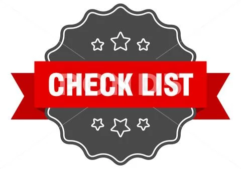Check list red label. check list isolated seal. check list: Graphic ...