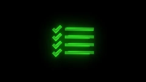 Check list stroke icon glowing neon gree... | Stock Video | Pond5