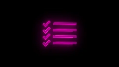 Check list stroke icon glowing neon pink... | Stock Video | Pond5