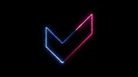 Check mark icon neon fire blue pink colo... | Stock Video | Pond5