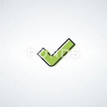 Check mark tick icon, success choice sign, ok confirm symbol. green ...