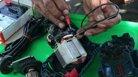check motor with digital meter | Stock Video | Pond5
