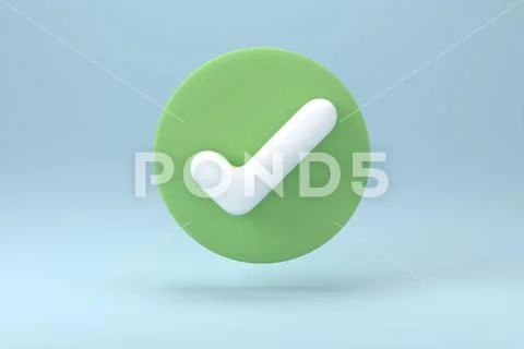 Check symbol in circle. 3d check mark icon isolated on white background. ~ Clip Art #204764667