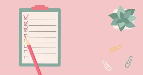 Checklist document with animated check m... | Stock Video | Pond5