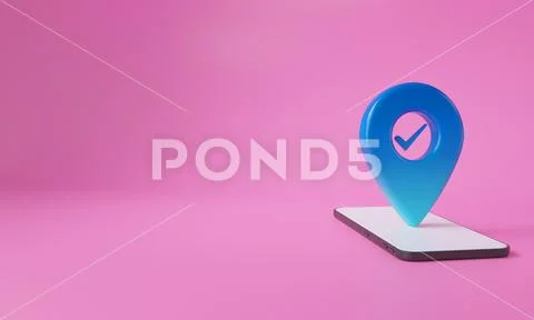 Checkmark icon. Approvement concept. Geolocation map mark, point ...