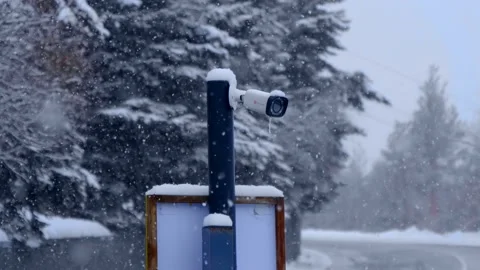 Checkpoint with a CCTV camera, a traffic... | Stock Video | Pond5