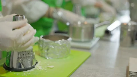 cheddar cheese, master grates cheddar ch... | Stock Video | Pond5