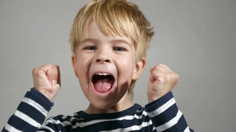 Cheer Up Hands Gesture. Happy Child Face... | Stock Video | Pond5