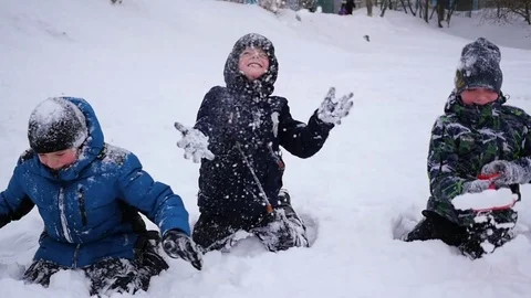 Kids Playing In Snow Stock Video Footage | Royalty Free Kids Playing In ...