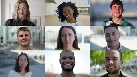 Cheerful diverse people smiling at camer... | Stock Video | Pond5