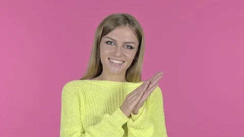 Cheerful Happy Girl Clapping and Smiling... | Stock Video | Pond5