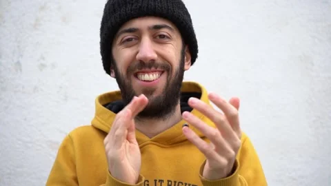 Cheerful Portrait Of A Guy Clapping His ... | Stock Video | Pond5