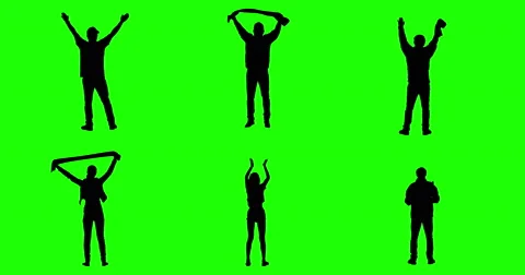 Silhouette Fans Cheering Stock Video Footage | Royalty Free Silhouette ...