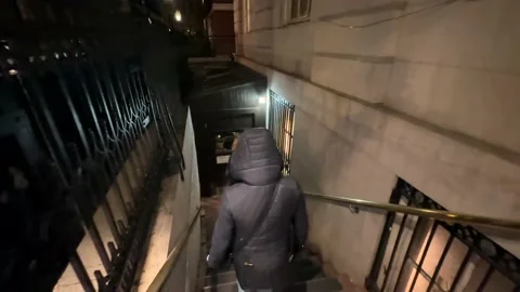 Cheers Bar in Boston, woman walks down f... | Stock Video | Pond5