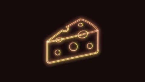Cheese Icon Neon Seamless Loop with Blac... | Stock Video | Pond5