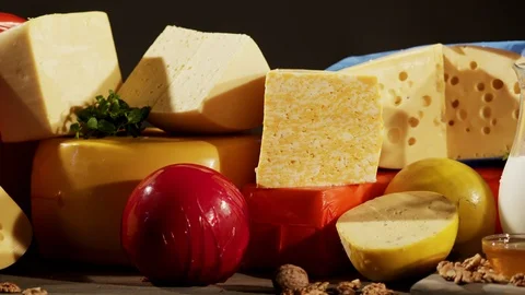 Cheese varieties. Different types of che... | Stock Video | Pond5
