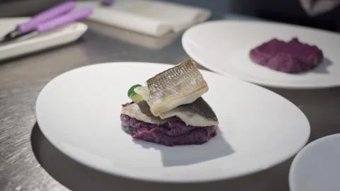 The chef decorates an elegant fish fille... | Stock Video | Pond5