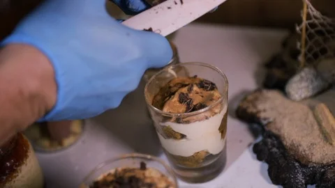Chef making sweet dessert in the restaur... | Stock Video | Pond5