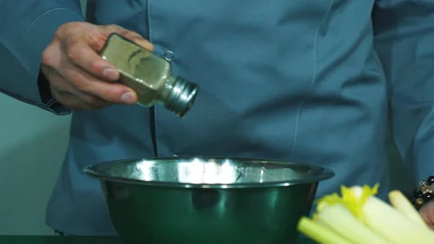 chef pepper salad, cooking in the kitche... | Stock Video | Pond5