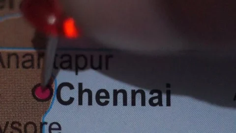Chennai, India Map With Red Push Pin Poi... | Stock Video | Pond5