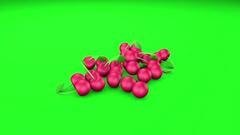 Cherries falling on a green screen. 3D a... | Stock Video | Pond5