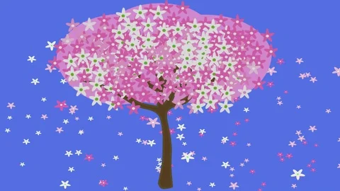 Cherry blossom tree animated. Spring Tre... | Stock Video | Pond5