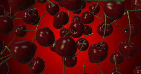 Cherry falling slow motion animation | Stock Video | Pond5
