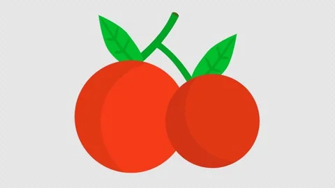 Cherry fruit cartoon animation in a tran... | Stock Video | Pond5