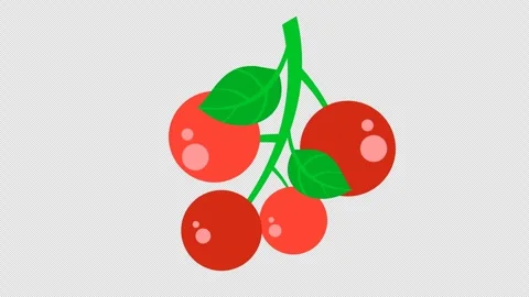 Cherry fruit cartoon animation in a tran... | Stock Video | Pond5