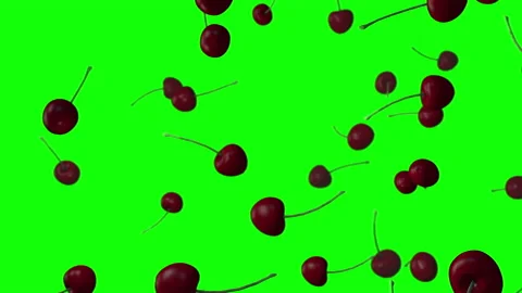 cherry fruits loop green screen animatio... | Stock Video | Pond5