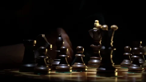 Chess board and chess, wooden king is st... | Stock Video | Pond5