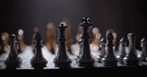 Chess game ready to commence - rivals sq... | Stock Video | Pond5