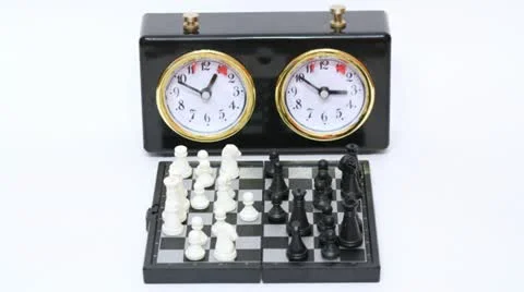 Chess game with time clock isolated on w... | Stock Video | Pond5
