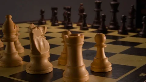 Chess peaces on position on board at the... | Stock Video | Pond5