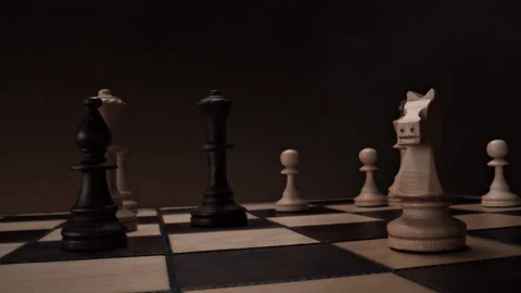 Chess Pieces on Chessboard: Black Queen ... | Stock Video | Pond5