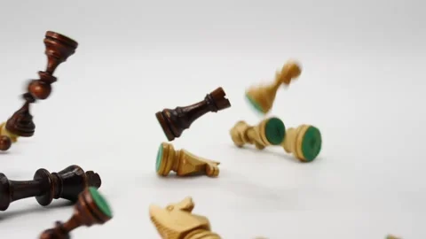 Chess pieces falling and bouncing off gr... | Stock Video | Pond5