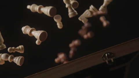 Chess Pieces Thrown Into the Air in a St... | Stock Video | Pond5