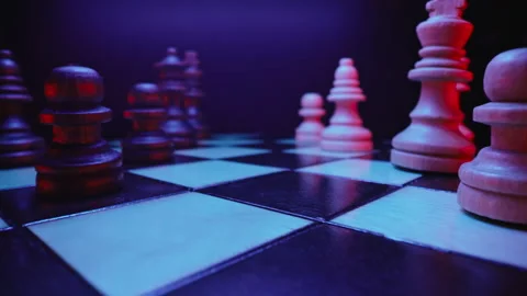 Chess pieces on wooden chessboard before... | Stock Video | Pond5