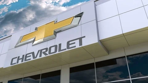 Chevrolet logo on the modern building fa... | Stock Video | Pond5