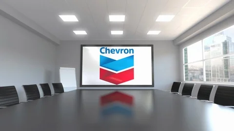 Chevron Corporation logo on the screen i... | Stock Video | Pond5